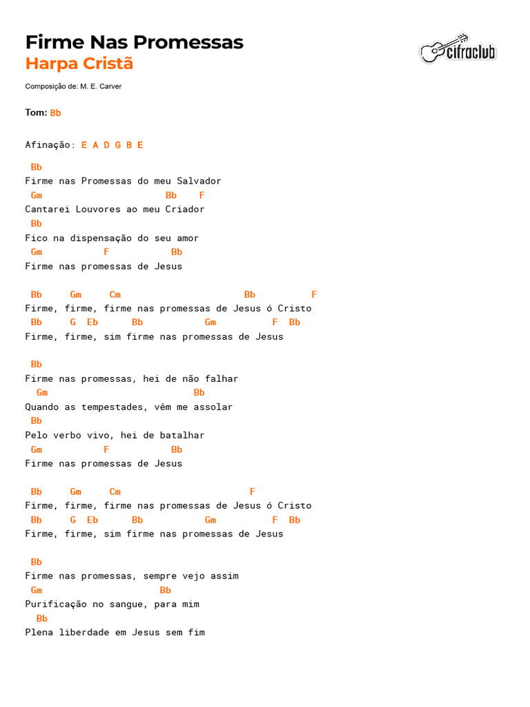 Cifra - Harpa Cristã - Firme Nas Promessas | PDF