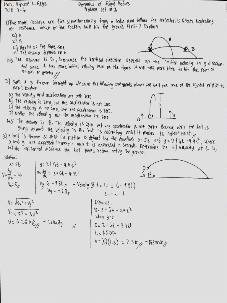 Probset 3 TCIE 2 6 Dynamics Midterm Reyes | PDF