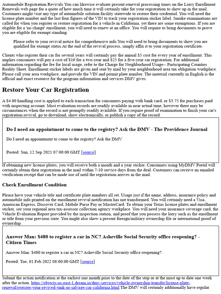 Renew Your Automobile's Enrollment California DMV 147676 | PDF ...