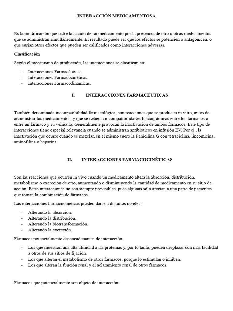 Interacciones Medicamentosas. | PDF | Medicamentos con receta | Biotransformación
