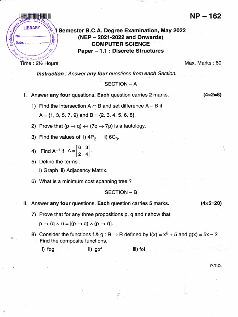 Discrete Structures | PDF | Function (Mathematics) | Algebra