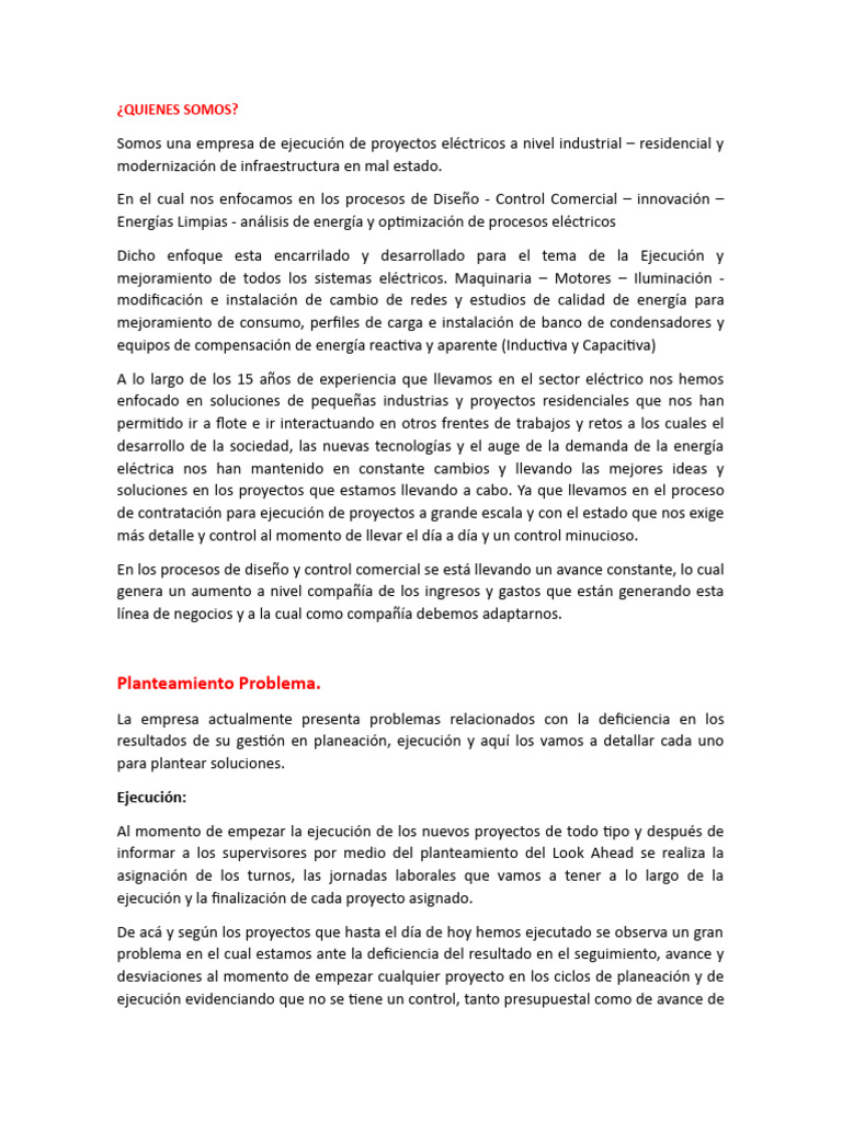 Problema Principios Gerenciales | PDF | Planificación | Gestión de recursos humanos