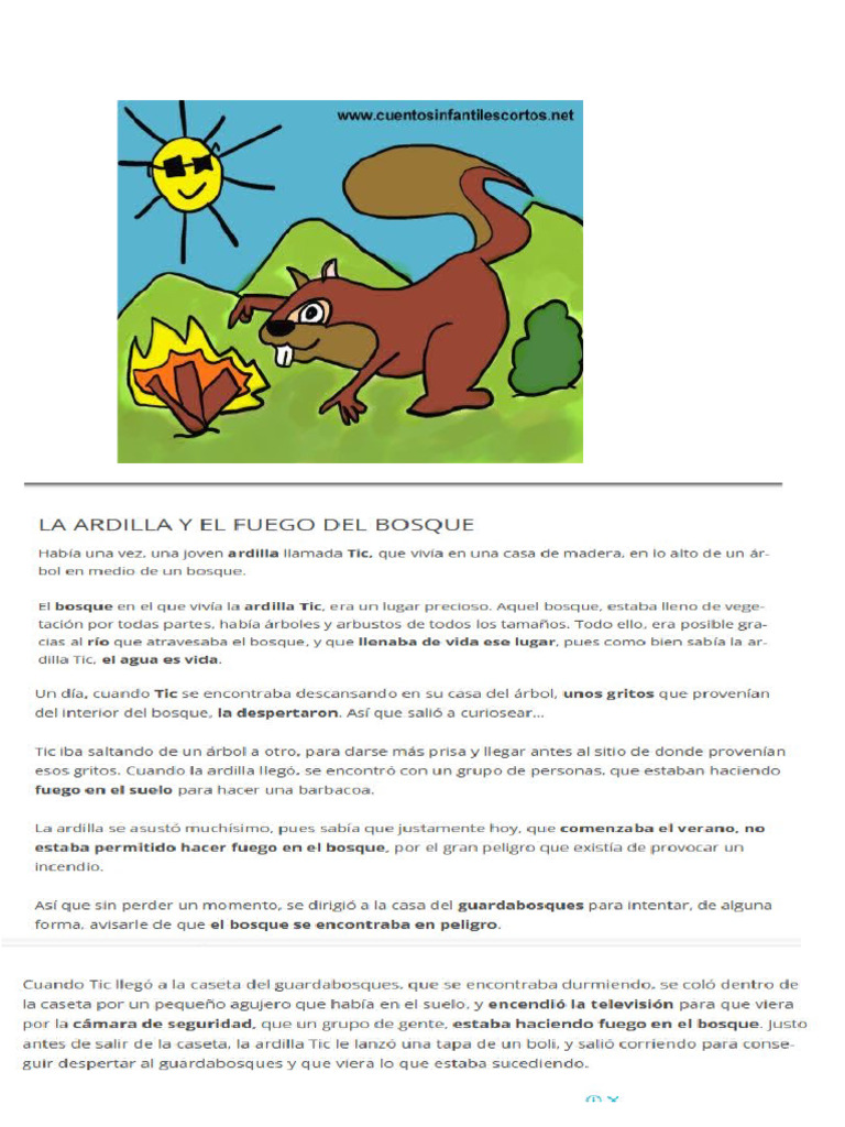 cuento la ardilla y el fuego | PDF