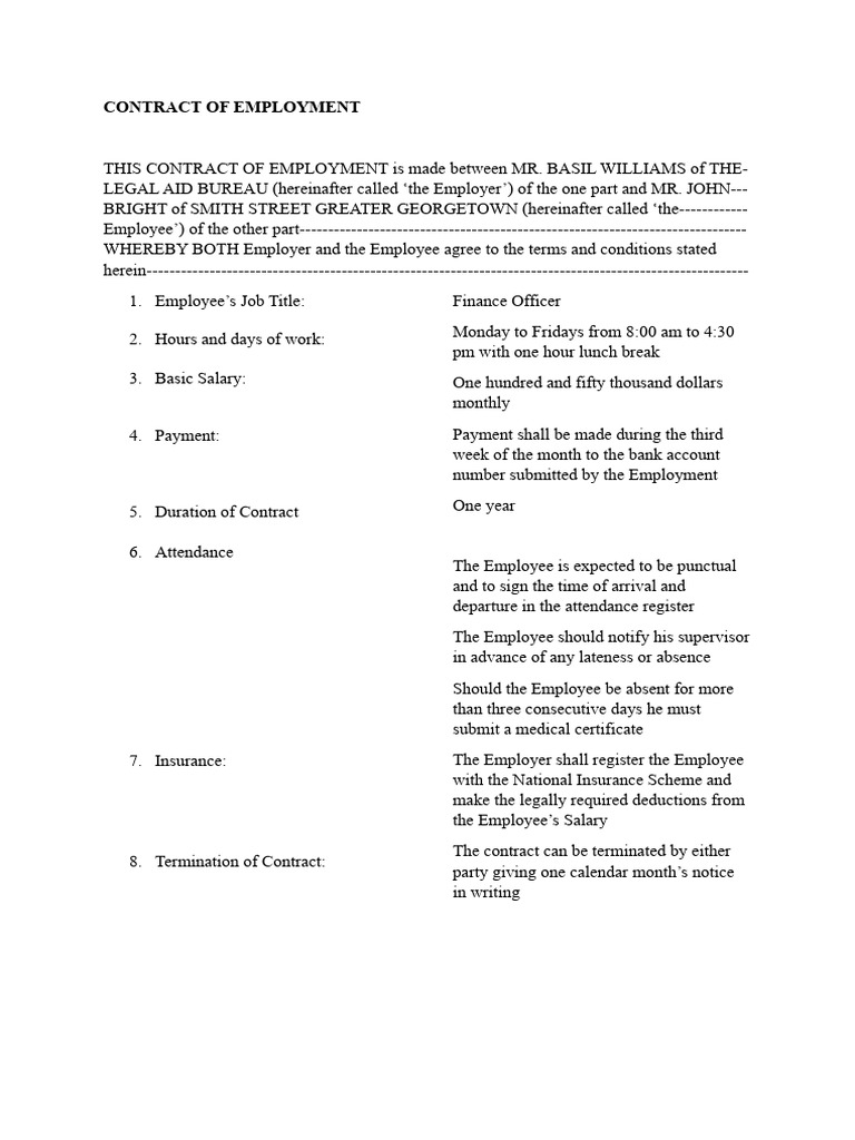 2015 EDPM CSEC Contract of Employment (To Be Completed) | PDF ...