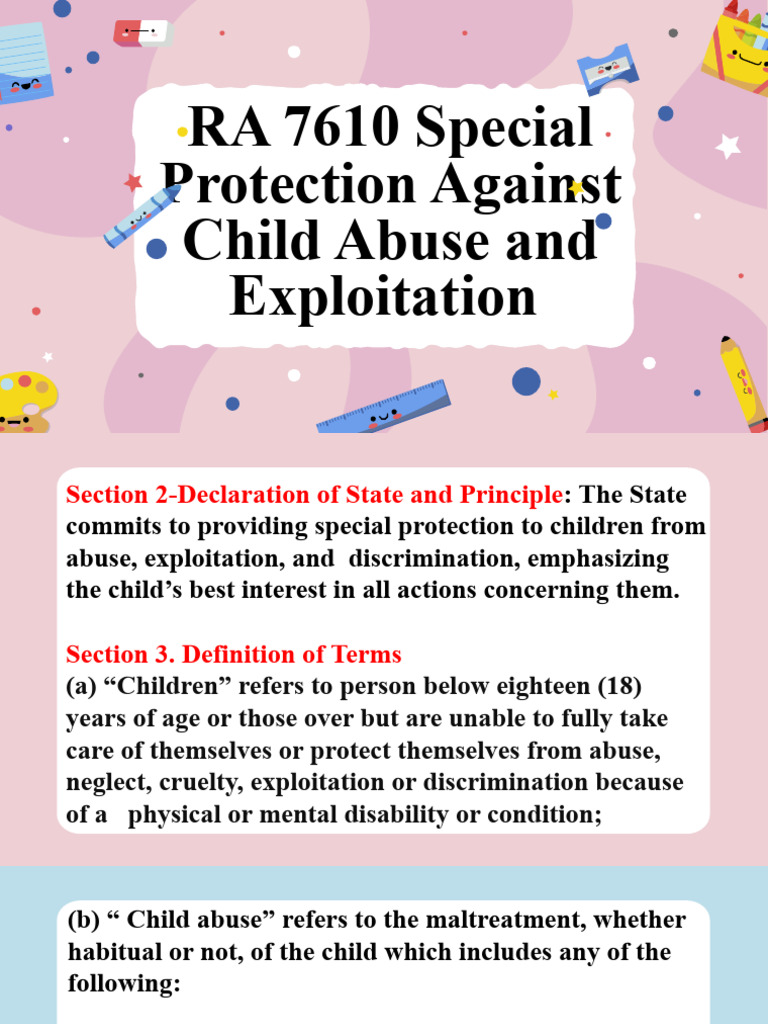 Ra 7610 Special Protection Against Child Abuse and Exploitattion | PDF ...