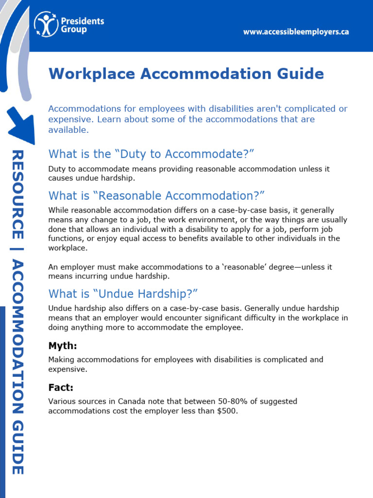 Workplace Accommodation Guide | PDF | Disability | Employment