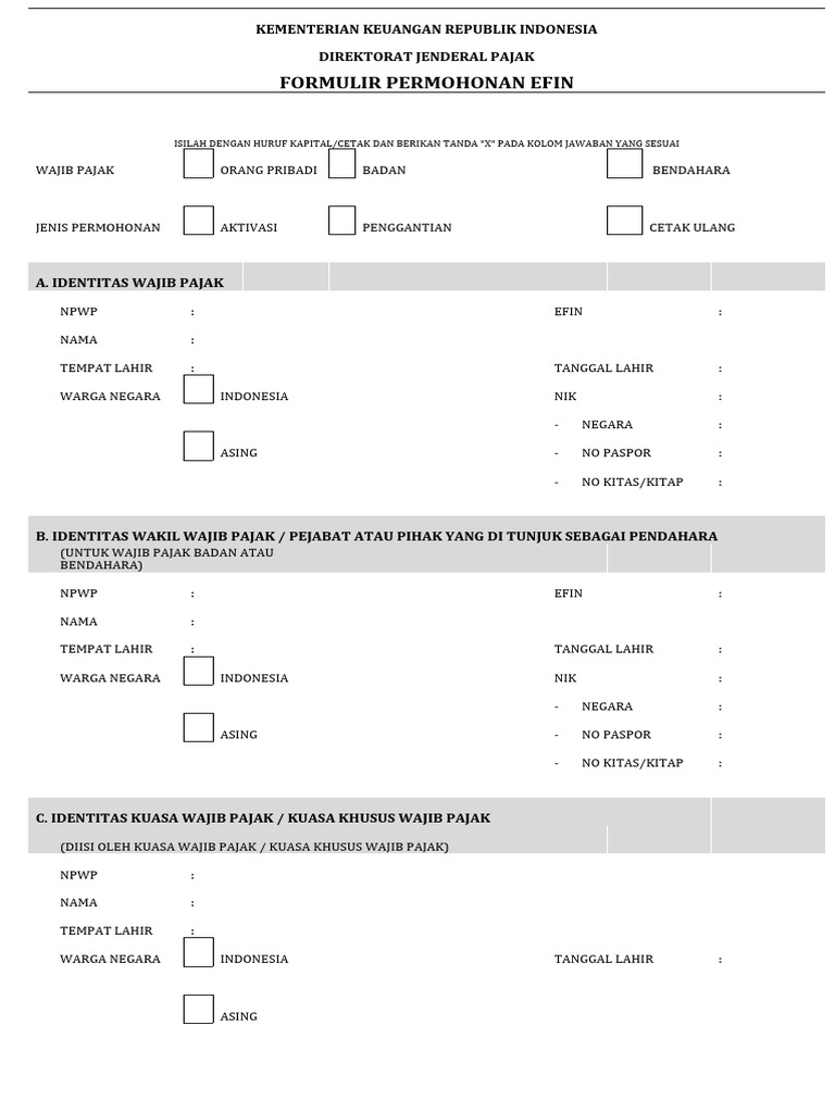 Formulir Efin Word | PDF | Hukum