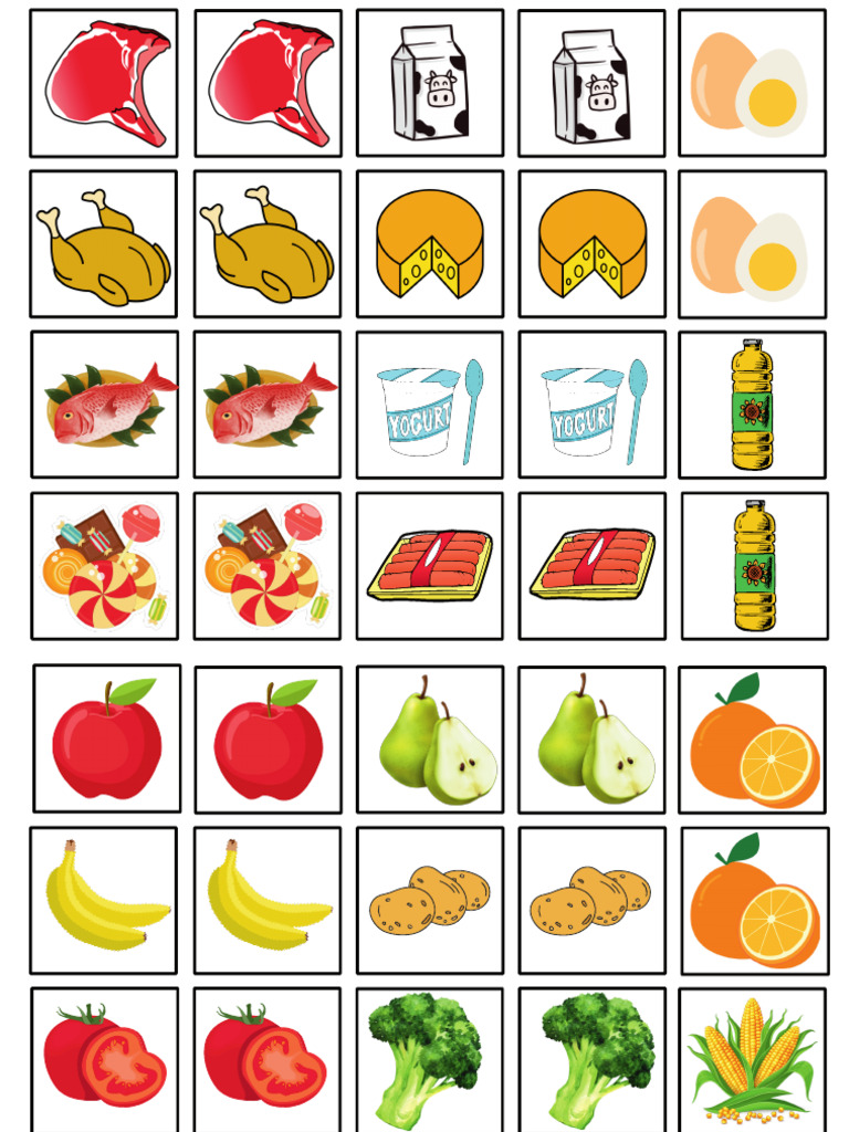 Juego de Memoria Alimentos | PDF