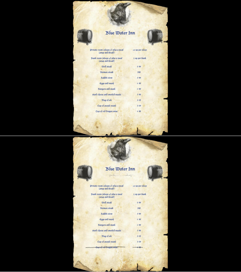 Blue Water Inn Menu | PDF