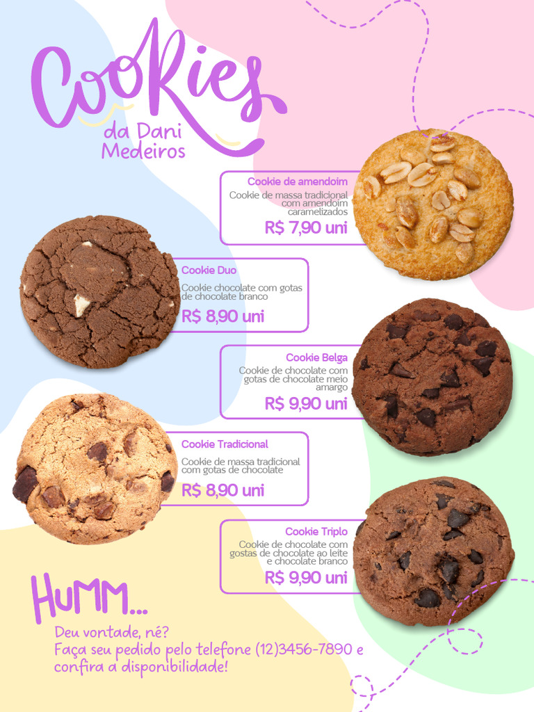 Cardápio Virtual Divertido Com Lettering para Cookie e Confeitaria | PDF