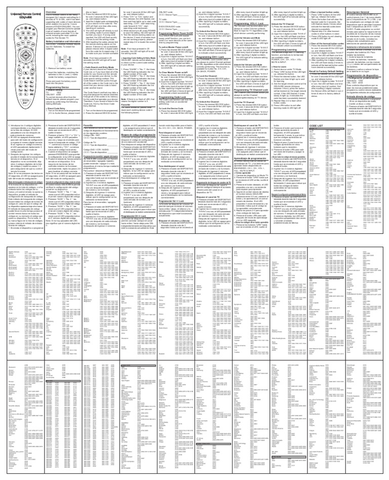 GDLN 890 Universal Learning User Manual | PDF | Remote Control ...