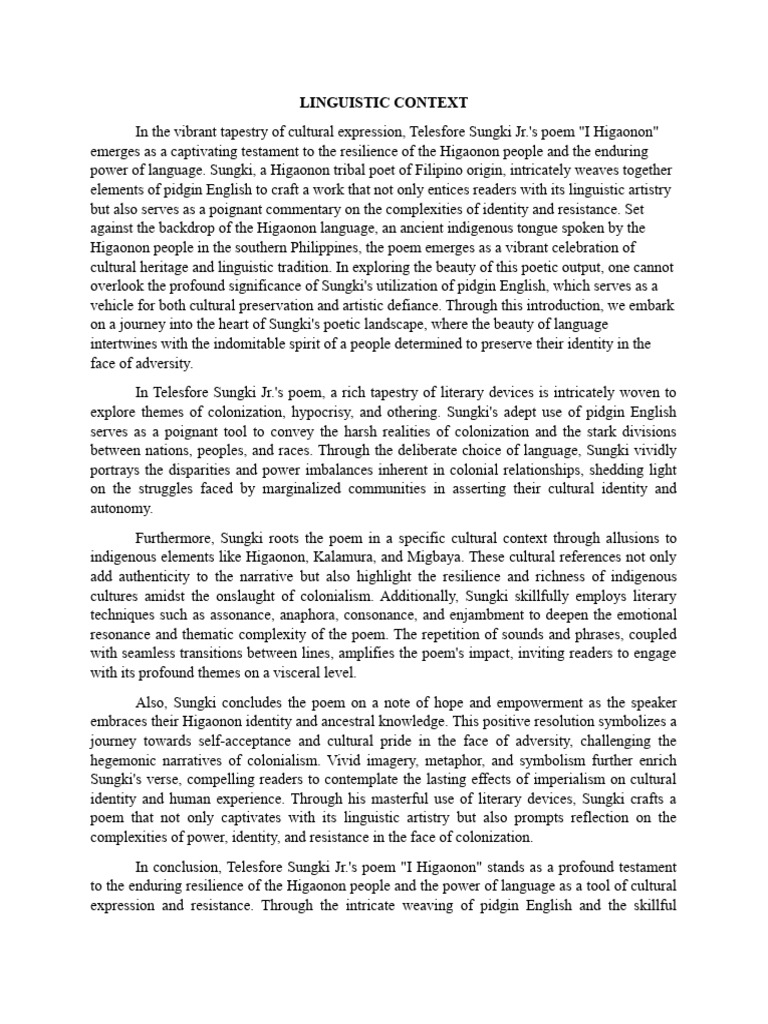 Linguistic Context | PDF | Poetry