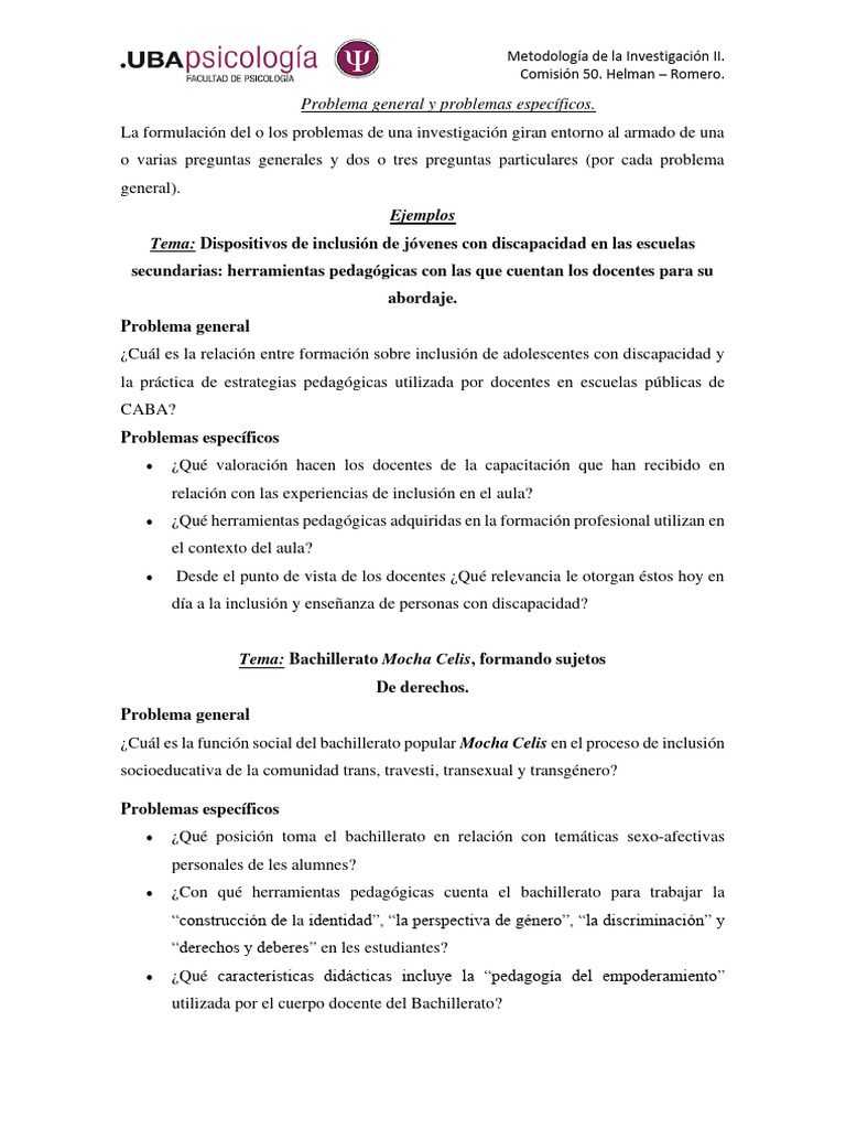 Ejemplos para Ejemplificar Los Problemas | PDF