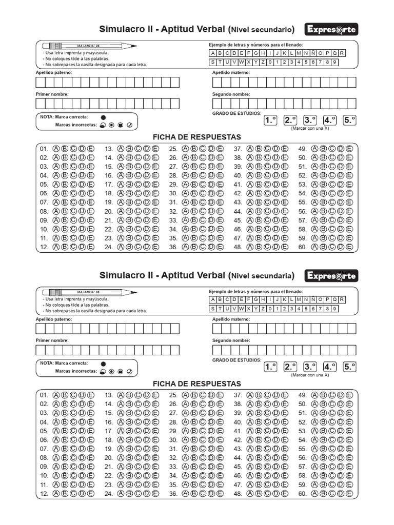 Cartilla II Simulacro 2° | PDF