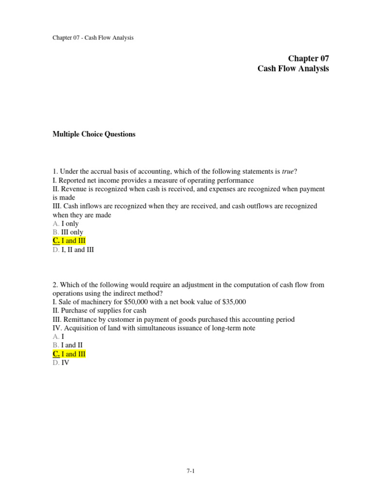 Chap 007 Cash Flow Analysis | PDF | Cash Flow Statement | Expense