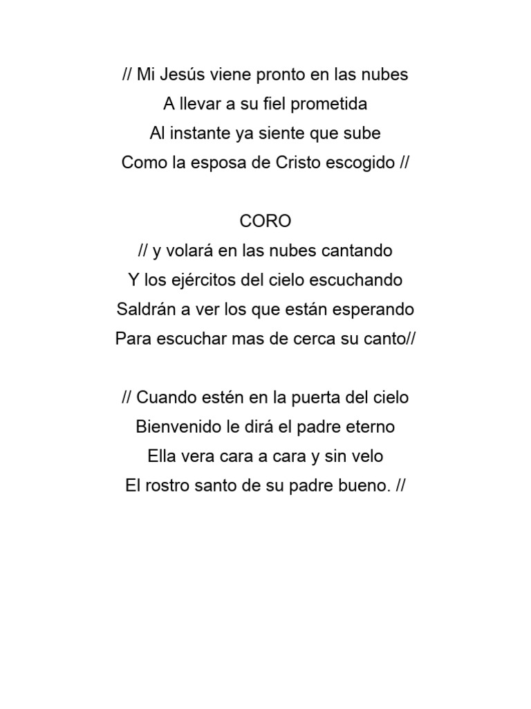 Mi Jesús Viene Pronto en Las Nubes | PDF