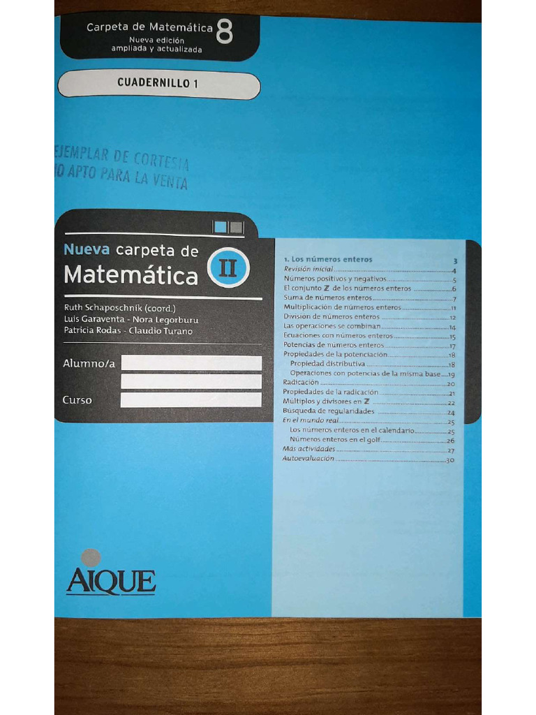 Carpeta - Matematica II - Aique - NumerosEnteros - Capítulo 1 | PDF