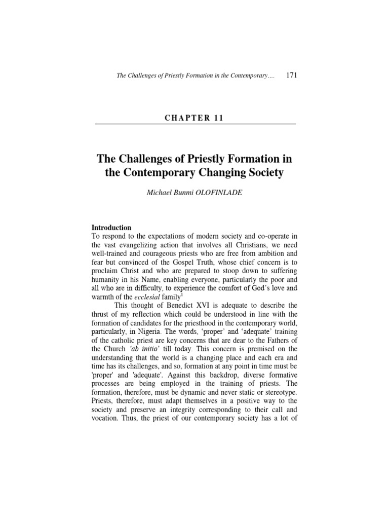 The Challenges of Priestly Formation in The Contemporary Changing Society | PDF | Catholic ...