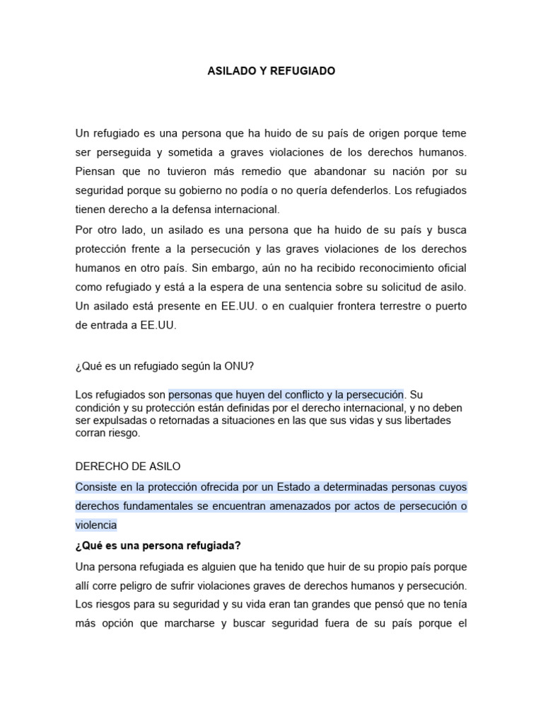 Asilado y Refugiado | PDF