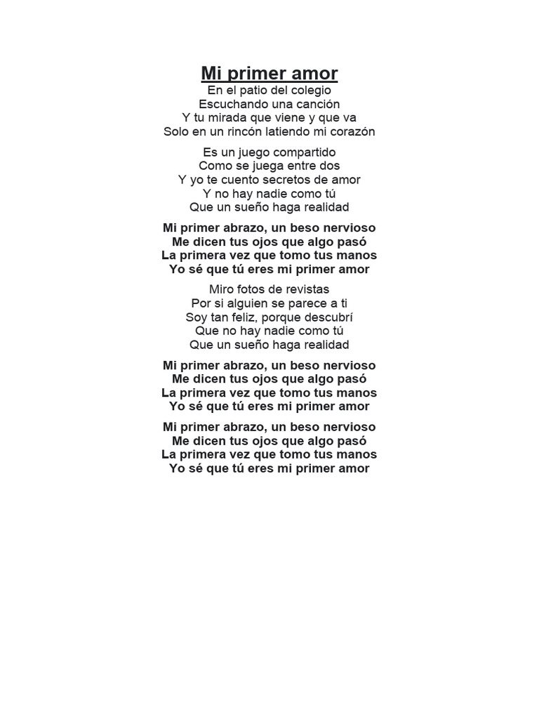 Letra de "Mi Primer Amor" | PDF