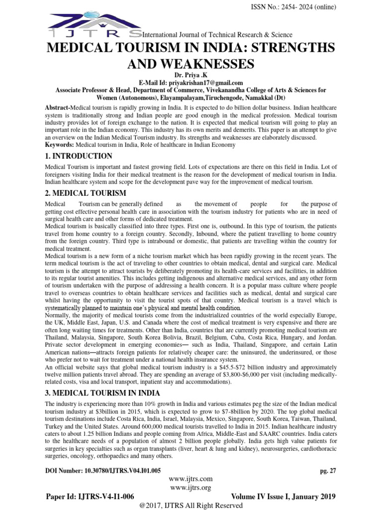 Medical Tourism in India Strengths and Weaknesses | PDF | Health Care ...