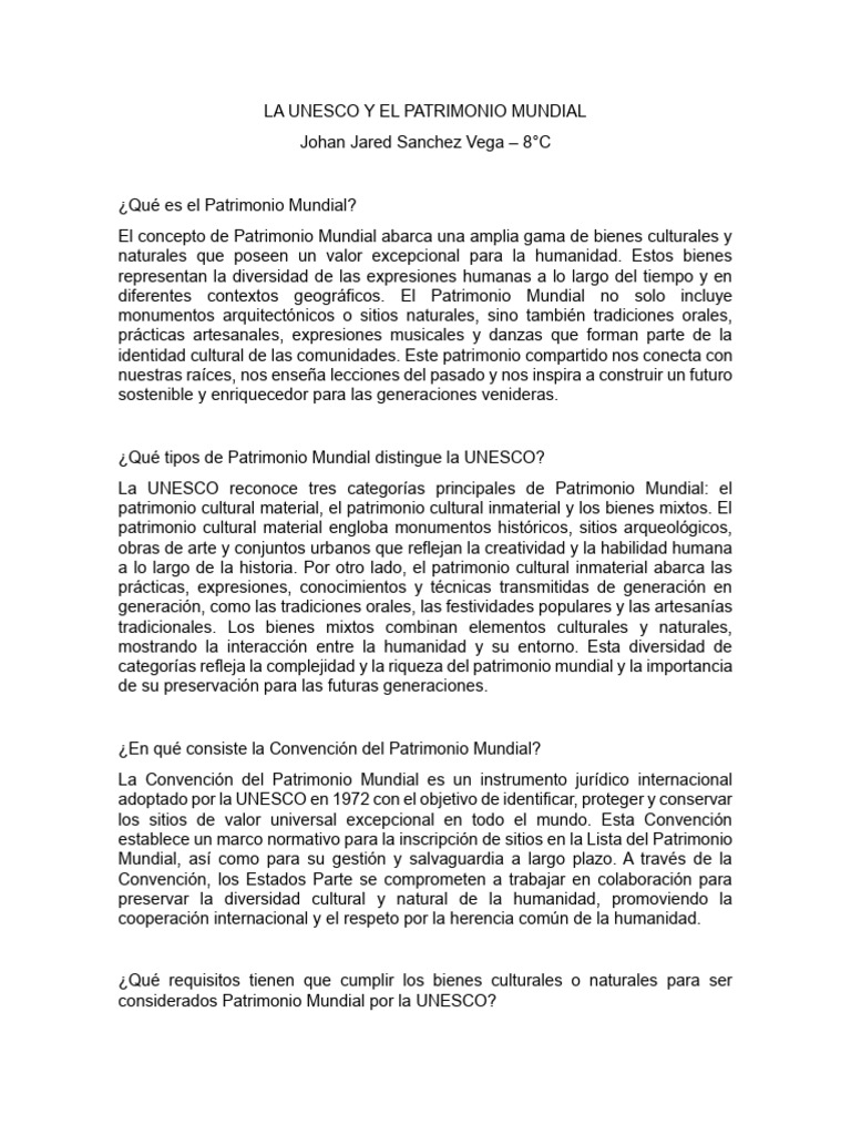 La Unesco y El Patrimonio Mundial | PDF | Patrimonio de la Humanidad | Patrimonio cultural