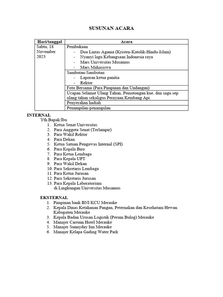 SUSUNAN ACARA PUNCAK DIES NATALIS | PDF