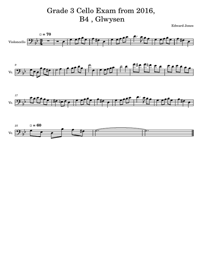 Grade 3 Cello Exam 2016 Sheet Music | PDF