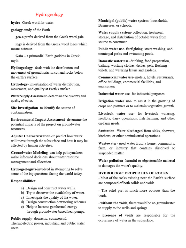 Hydrogeology_Reviewer | PDF | Aquifer | Water