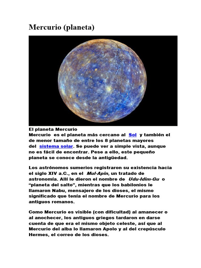 Mercurio 1 | PDF | Planeta mercurio) | Tierra