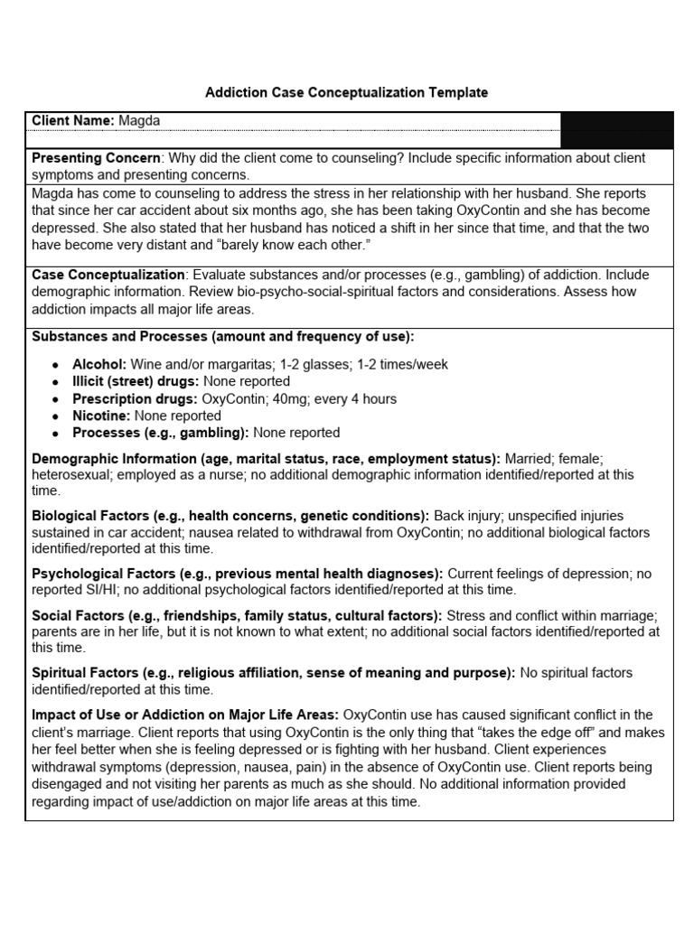 Week 6 Discussion-Addiction Case Conceptualization, BPSS Assessment ...