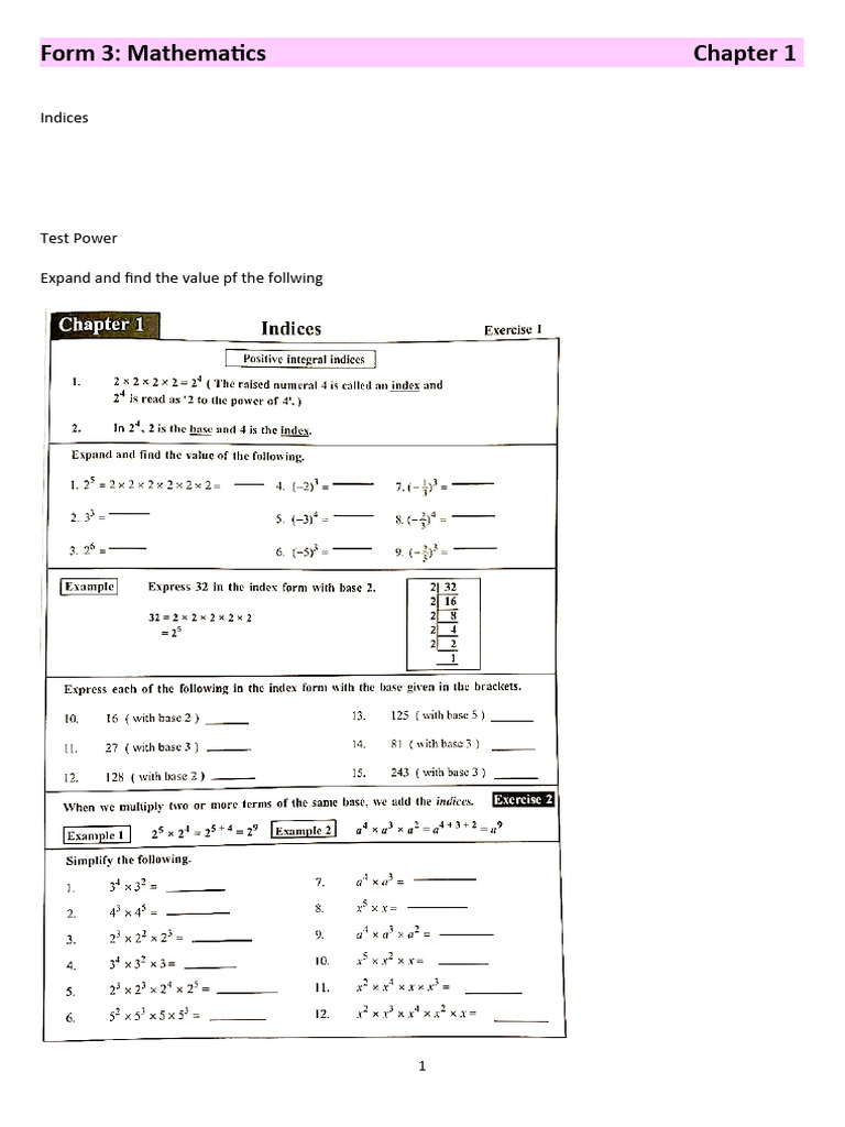 Maths F 3 - CHP 1 - Lesson 1 | PDF