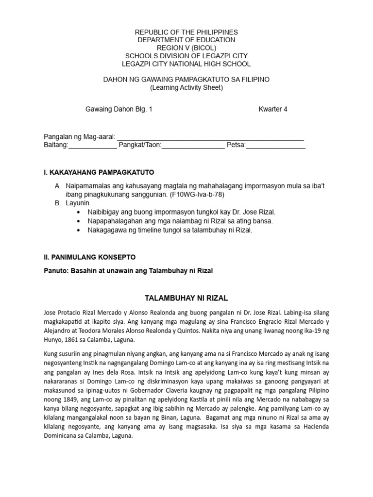 Activity Sheet 1 | PDF