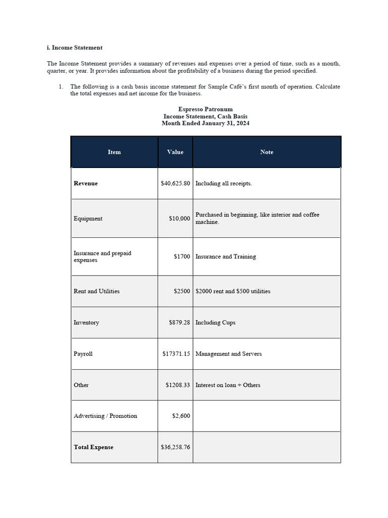 Cash Basis Income Statement Analysis | PDF | Equity (Finance) | Balance ...