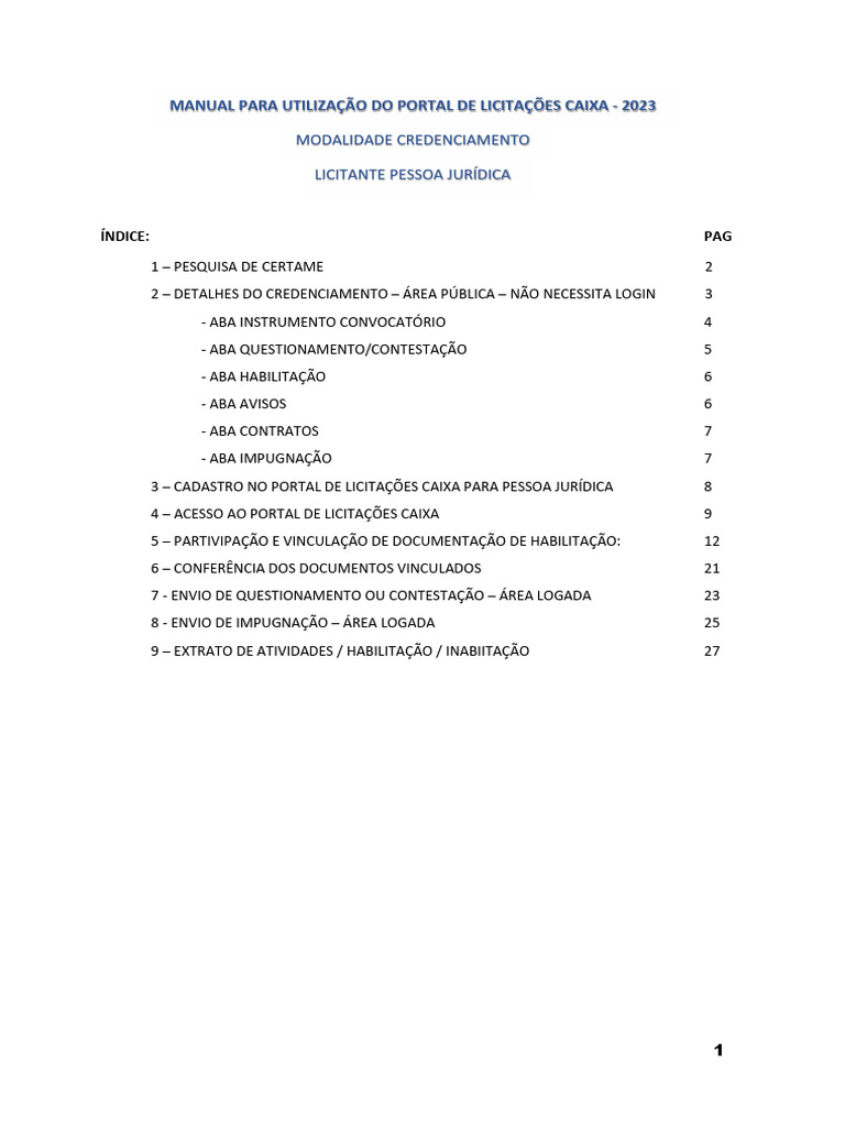 Manual Procedimentos PJ Imob - Portal de Licitacoes Caixa | PDF