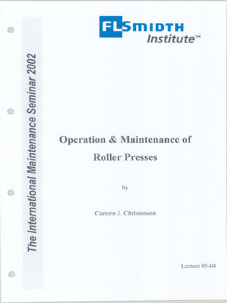 018 Operation and Maintenance of Roller Presses | PDF