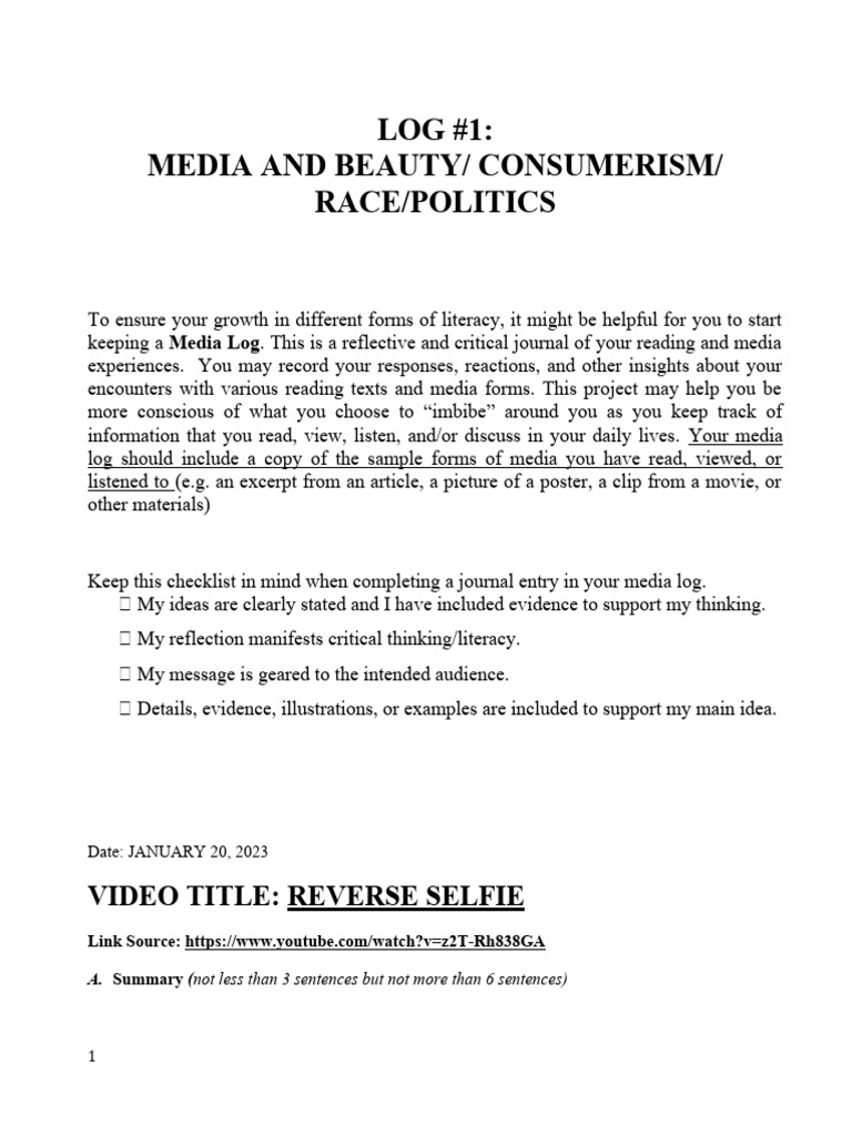 Media Log Template | PDF | Mass Media | Social Media