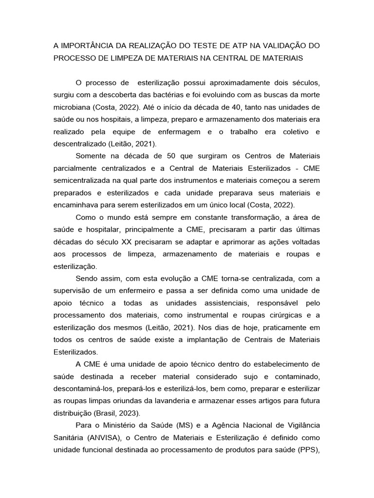 A Importância Da Realização Do Teste de Atp Na Validação Do Processo de ...