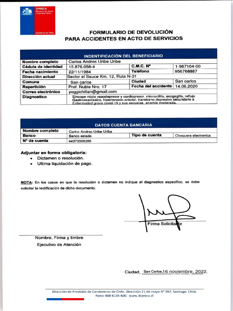 Formulario De Devolución Noviembre | PDF
