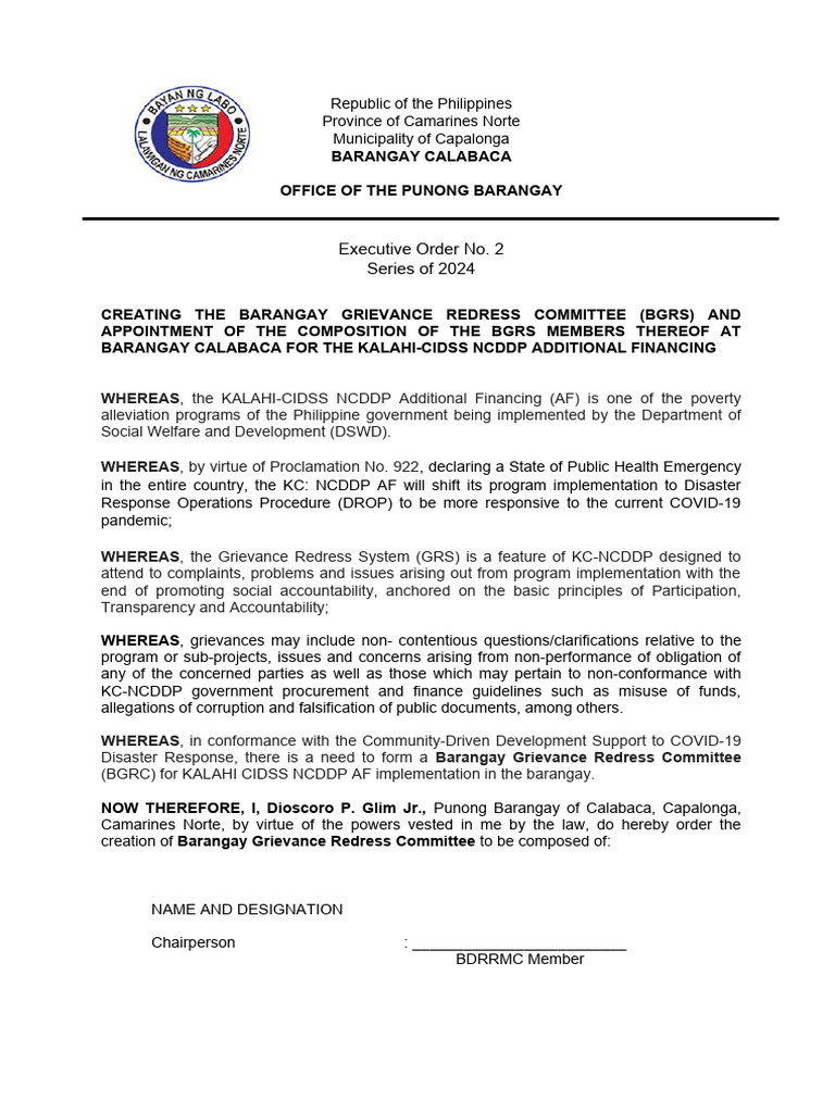 E.O S-2 - creating-GRS | PDF | Government | Justice