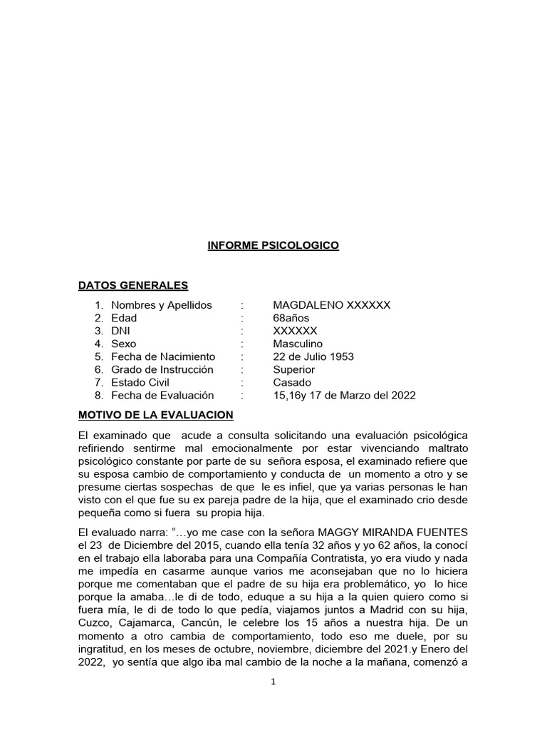 ejemplo de informe | PDF | Las emociones | Ansiedad