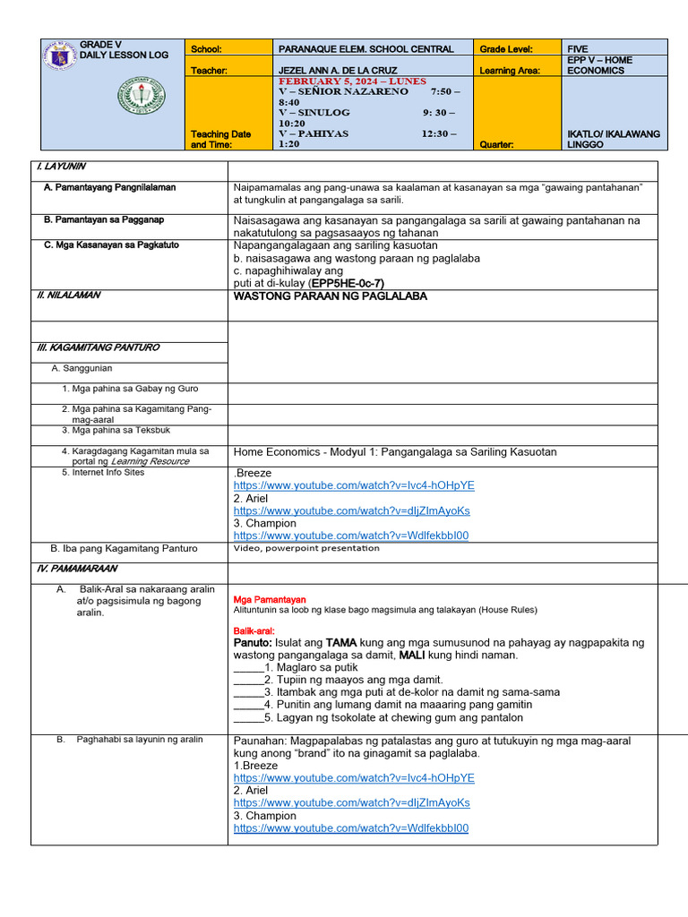 3RDQ DLP Epp-5 Week-2 | PDF