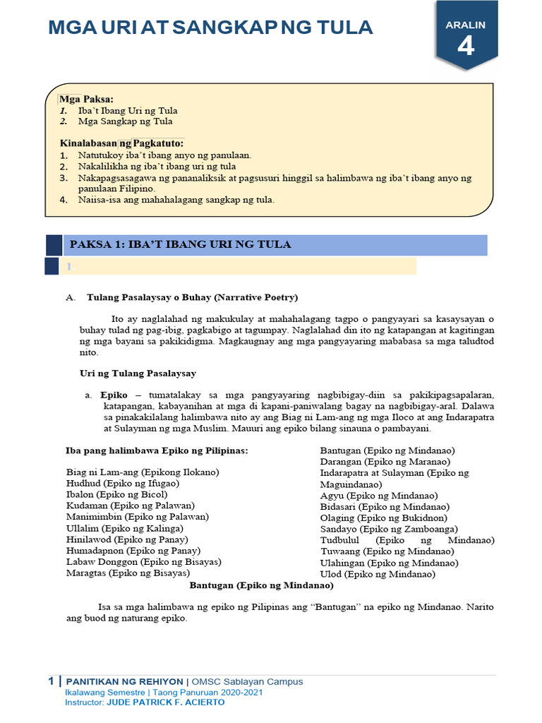 Lesson 4 Panulaan | PDF