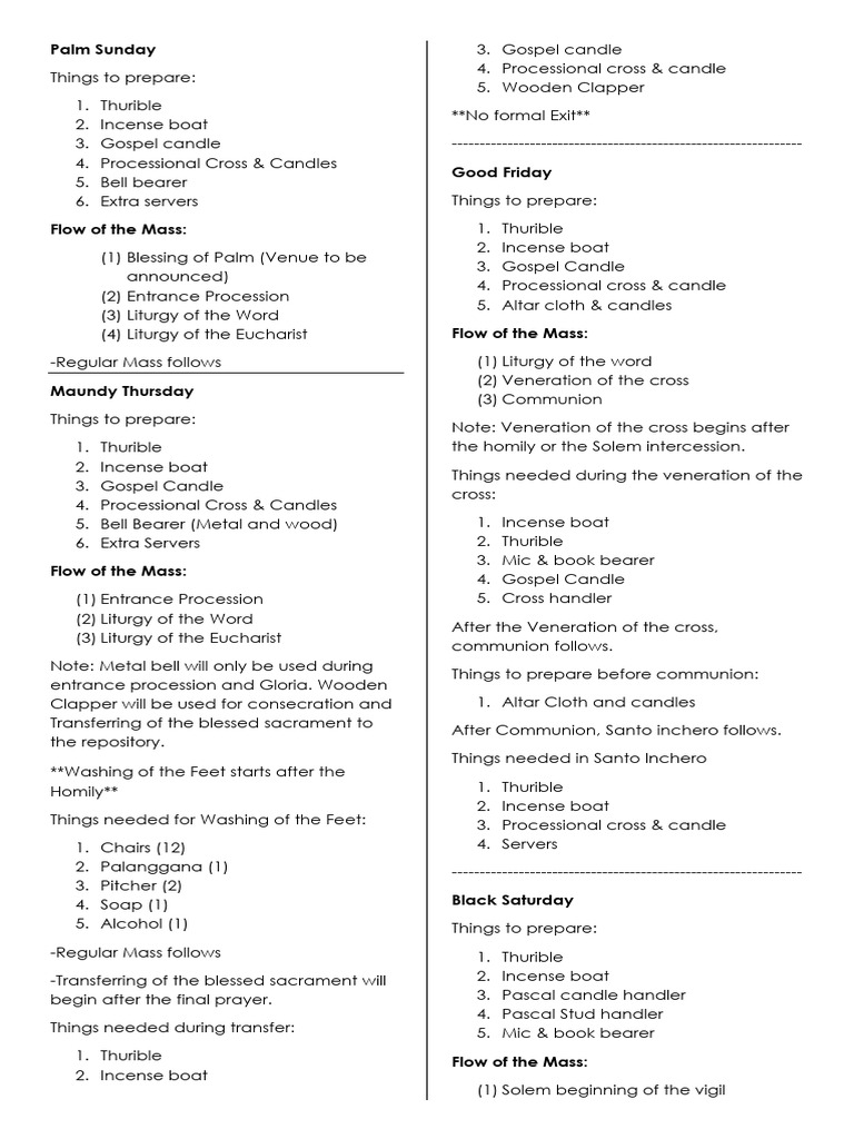 Holy-Week-Guide | PDF | Mass (Liturgy) | Eucharist