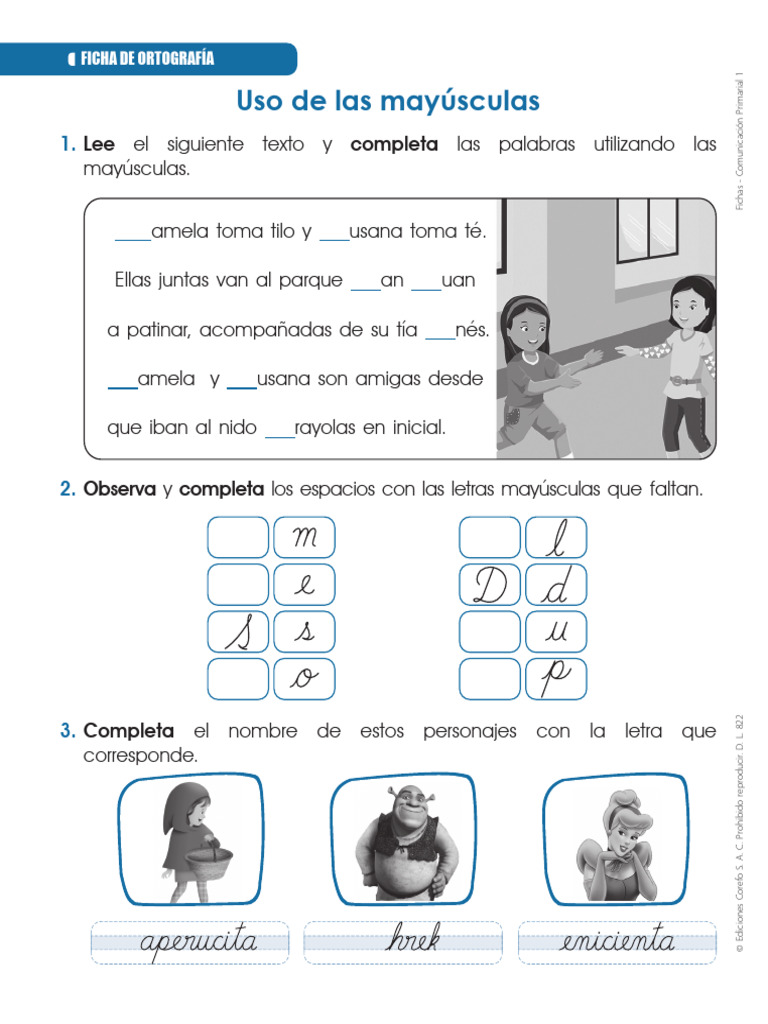 Ficha de Uso de Mayúsculas para Primaria | PDF