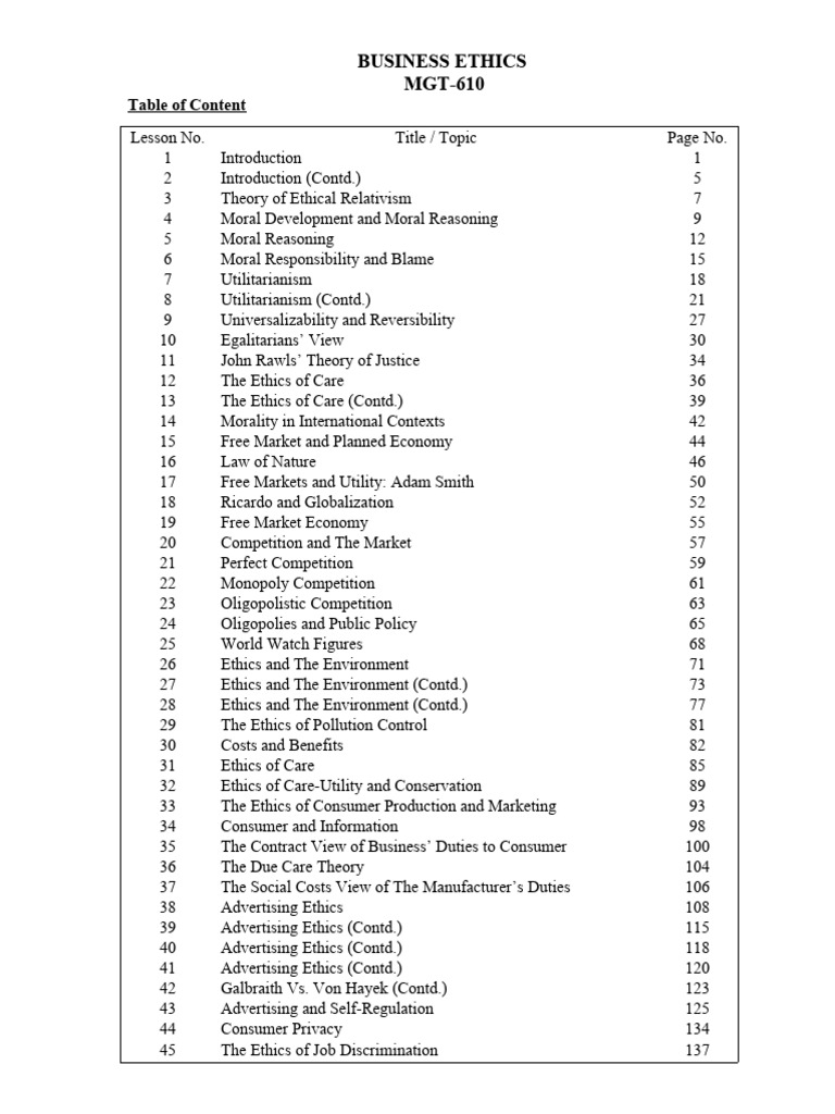 MGT610 Handouts 1 45 Highlighted by NoumanMunib-1-55 | PDF | Morality | Reason