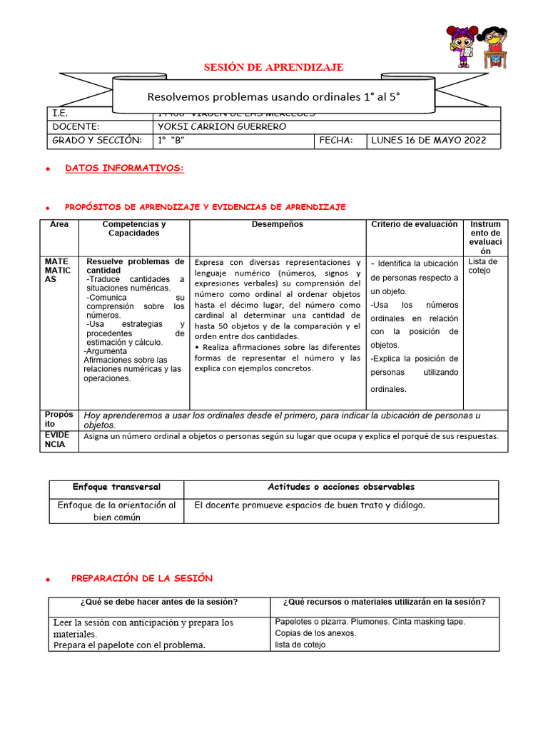 Uso de Números Ordinales en Clase | PDF | Aprendizaje | Cognición