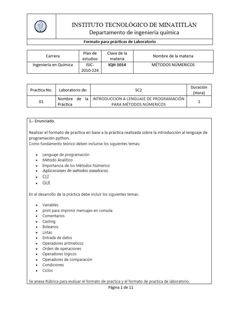 Laboratorio-01-Metodos Numericos-Aguirre Olivera Israel Eduardo | Descargar gratis PDF ...