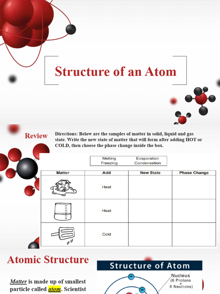 Lesson 6 Atomic Structure | PDF | Atoms | Chemical Elements