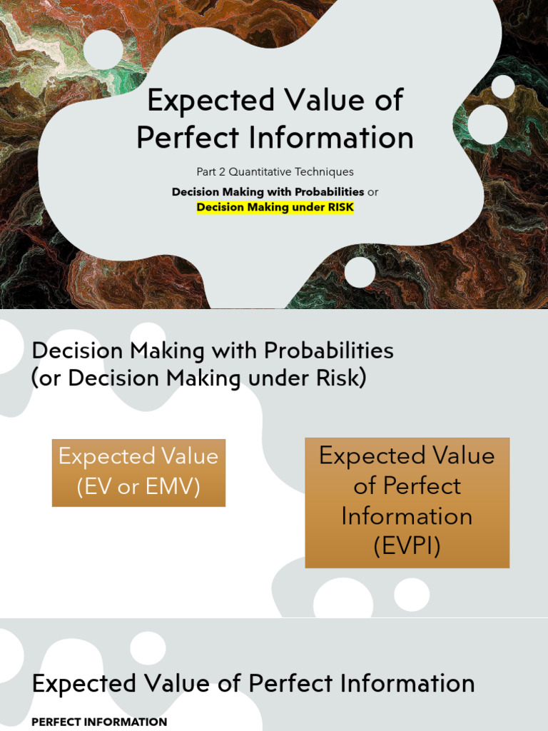 Finals Topic 4 Expected Value With Perfect Information & Decision Tree ...